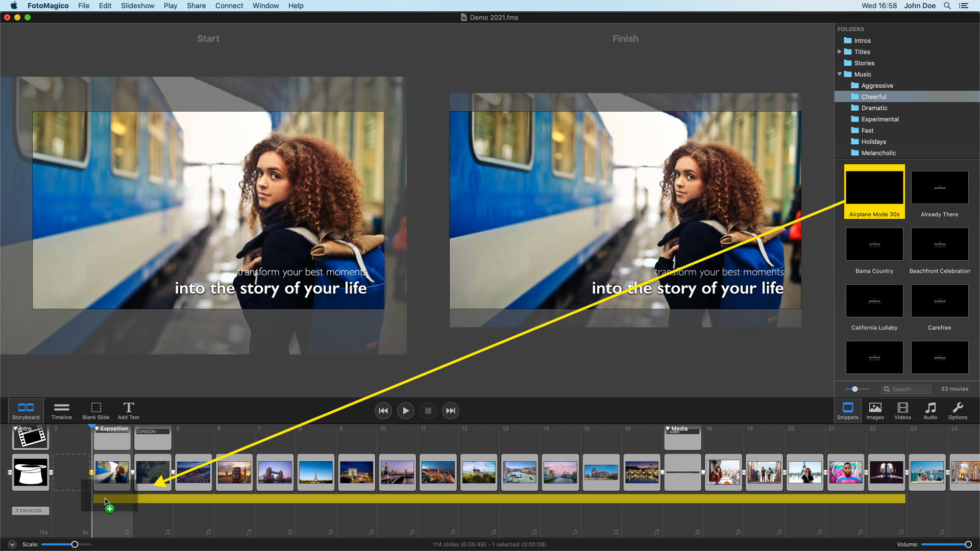 Uso del audio - FotoMagico
